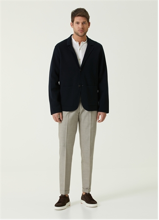 Z Zegna Erkek Lacivert Kelebek Yaka Triko Ceket L EU