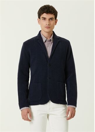 Maurizio Baldassari Erkek Lacivert Kelebek Yaka Yün Ceket 50 IT