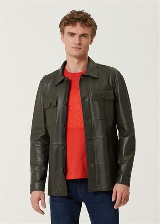 Beymen Club Erkek Haki Deri Safari Ceket S