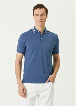 Brunello Cucinelli Erkek Mavi Polo Yaka T-shirt 54 IT Brunello Cucinelli Erkek Mavi Polo Yaka T-shirt 54 IT