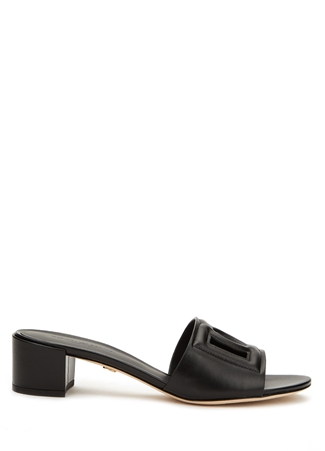 Dolce&Gabbana Kadın Siyah Logolu Deri Terlik 38.5 EU Dolce&Gabbana Kadın Siyah Logolu Deri Terlik 38.5 EU