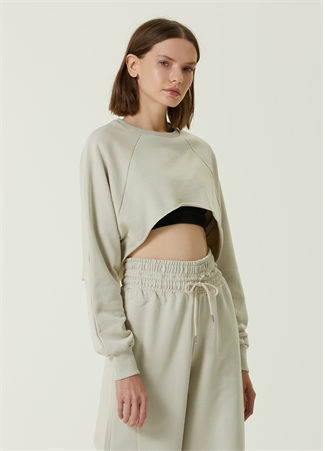 So Far Good Kadın Bej Reglan Kol Cropped Sweatshirt S EU So Far Good Kadın Bej Reglan Kol Cropped Sweatshirt S EU