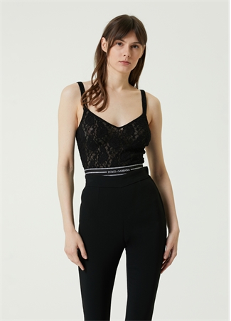 Dolce&Gabbana Kadın Siyah Dantel Dokulu Body 3 US Dolce&Gabbana Kadın Siyah Dantel Dokulu Body 3 US