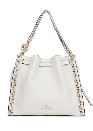 Michael Kors Kadın Beyaz Ağzı Büzgülü Deri Omuz Çantası EU