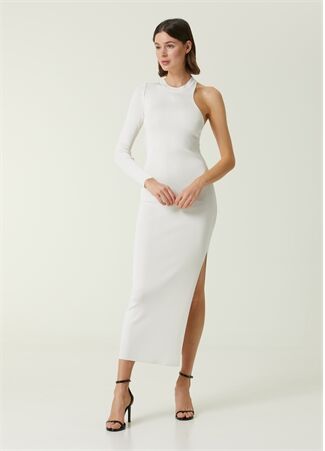 Aya Muse Kadın Ekru Tek Kollu Midi Elbise Bej M EU