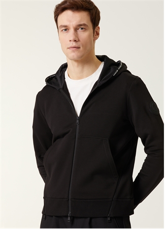 Moncler Erkek Siyah Kapüşonlu Fermuarlı Sweatshirt XL EU