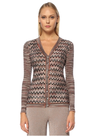 Missoni Kadın Pembe Zikzak Jakarlı Hırka 40 IT