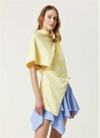 The Attico Kadın Sarı Asimetrik T-shirt 38 IT