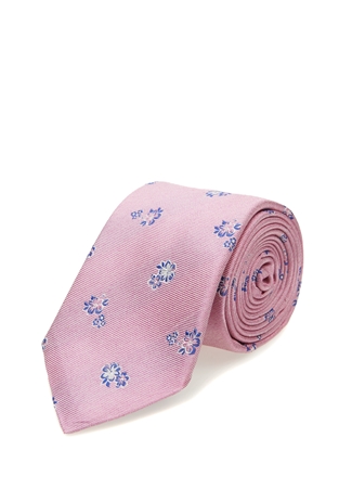 Tino Cosma Erkek Pembe Mikro Çiçek Desenli İpek Kravat EU Tino Cosma Erkek Pembe Mikro Çiçek Desenli İpek Kravat EU