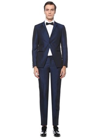 Palzileri Lab Erkek Lacivert Kelebek Yaka Yün Takım Elbise Mavi 46 IT