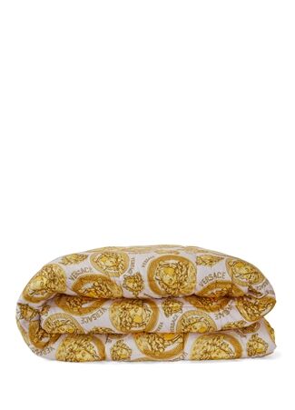 Versace Gold Pembe Medusa Desenli Yatak Örtüsü