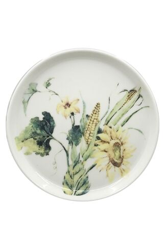 Mi Su Deco Ayçiçeği Desenli 21 cm Krem Tatlı Tabağı Çok Renkli