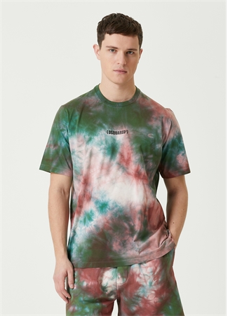 Dsquared2 Erkek Haki Batik Desenli Logolu T-shirt S EU