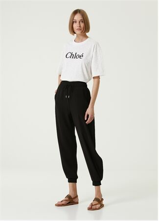 Chloe Kadın Siyah Saten Jogger Pantolon 36 FR Chloe Kadın Siyah Saten Jogger Pantolon 36 FR