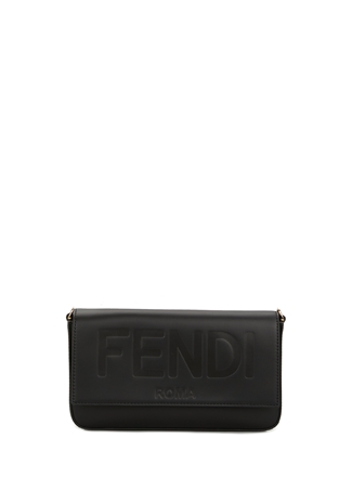 Fendi Kadın Siyah Logolu Deri Omuz Çantası Eu Fendi Kadın Siyah Logolu Deri Omuz Çantası Eu