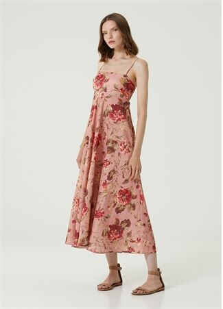 Zimmermann Kadın Cassia Pembe Çiçekli Midi Keten Elbise 0 US Zimmermann Kadın Cassia Pembe Çiçekli Midi Keten Elbise 0 US