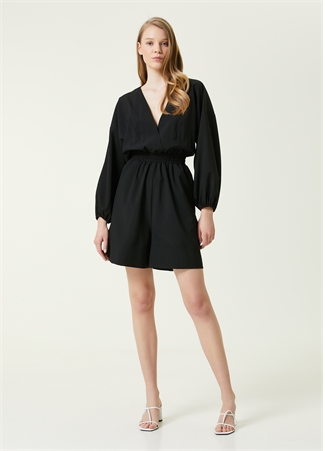 Beymen Club Kadın Siyah V Yaka Mini Poplin Tulum 34