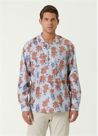 Palzileri Lab Erkek Mavi Çiçek Desenli Gömlek 4 IT