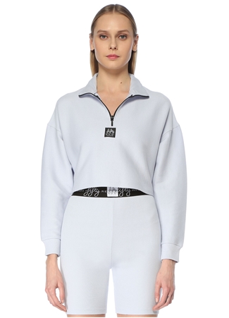 Fifty Pieces Kadın Mavi Dik Yaka Crop Sweatshirt Xs Eu