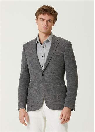 Beymen Club Erkek Gri Kelebek Yaka Örme Ceket 46