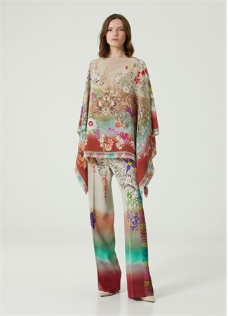 Etro Kadın Colorblocked Çiçek Desenli İpek Şal EU