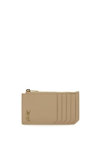 Kadın Bej Logolu Deri Kartlık EU