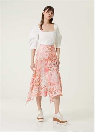 Stella McCartney Kadın Ariah Kırmızı Desenli Midi İpek Etek 42 IT