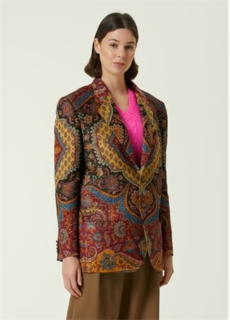 Etro Kadın Kelebek Yaka Şal Desenli Ceket 42 IT