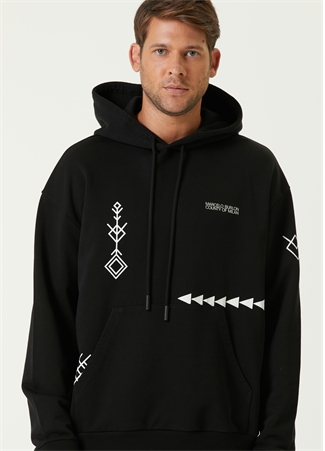Marcelo Burlon Erkek Siyah Kapüşonlu Kontrast Logolu Sweatshirt XS EU Marcelo Burlon Erkek Siyah Kapüşonlu Kontrast Logolu Sweatshirt XS EU