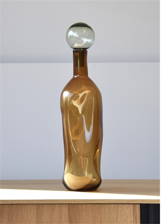 Vpinteriorismo Large Kapak Detaylı Cam Şişe Turuncu