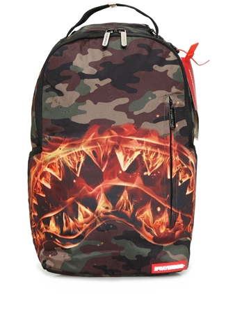 Sprayground Erkek Fire Shark Haki Sırt Çantası EU Sprayground Erkek Fire Shark Haki Sırt Çantası EU
