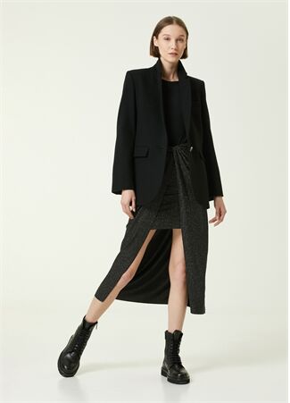 Allsaints Kadın Sami Metalik Gri Midi Etek 0 UK