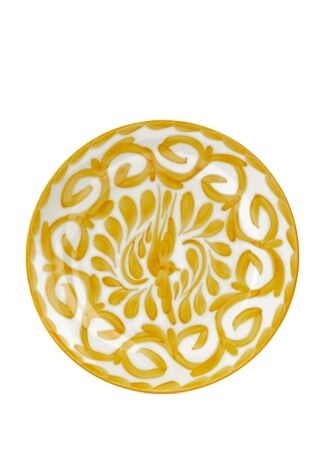 Haan Sarı El Boyaması Porselen Tabak