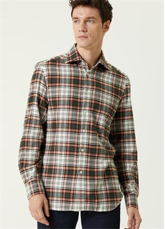 Kiton Erkek Haki Kareli Gömlek L EU