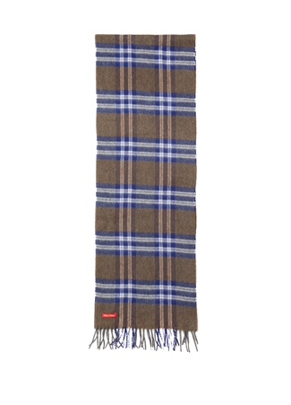 Tino Cosma Erkek Mavi Kareli Kaşmir Atkı EU