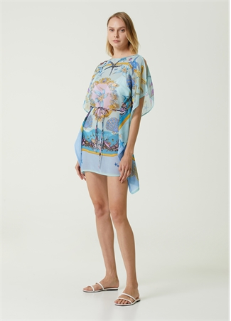 Versace Kadın Mavi Desenli İpek Tunik 38 IT Versace Kadın Mavi Desenli İpek Tunik 38 IT