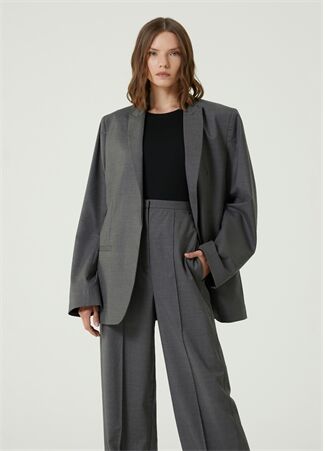 Toteme Kadın Gri Kelebek Yaka Yün Ceket 38 IT