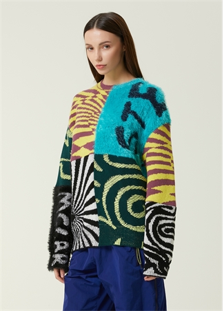 Stella McCartney Kadın Ed Curtis Patchwork Yün Kazak S EU Stella McCartney Kadın Ed Curtis Patchwork Yün Kazak S EU