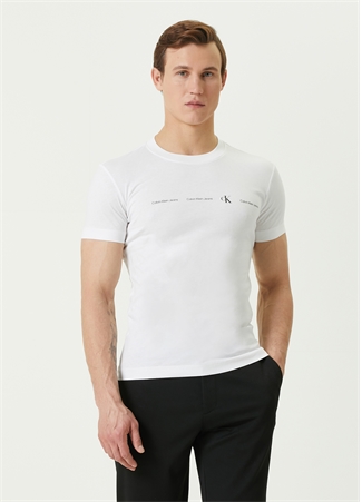 Ck Jeans Erkek Slim Fit Repeat Logo Beyaz T-shirt L Eu Ck Jeans Erkek Slim Fit Repeat Logo Beyaz T-shirt L Eu