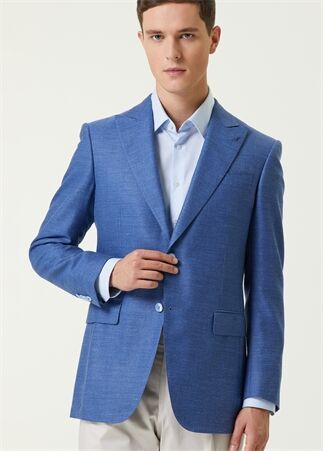 Pal Zileri Erkek Mavi Kırlangıç Yaka Yün Ceket 48 IT