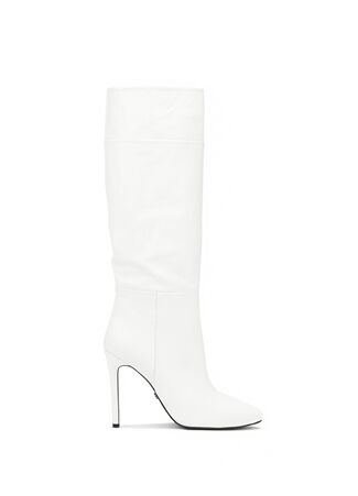 Divarese Kadın Beyaz Topuklu Deri Çizme 37 EU