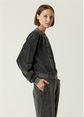 CK Jeans Kadın Siyah Logo Detaylı Sweatshirt L EU