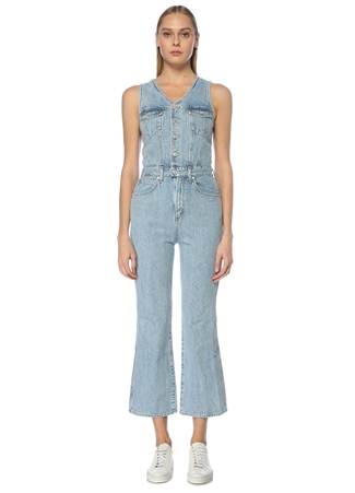 Agolde Kadın Mavi V Yaka Boru Paça Denim Tulum 6 US Agolde Kadın Mavi V Yaka Boru Paça Denim Tulum 6 US
