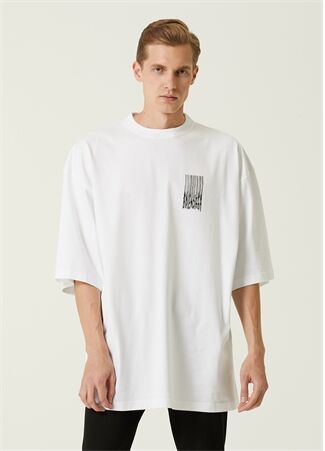 Balenciaga Erkek Beyaz Logolu T-shirt M EU
