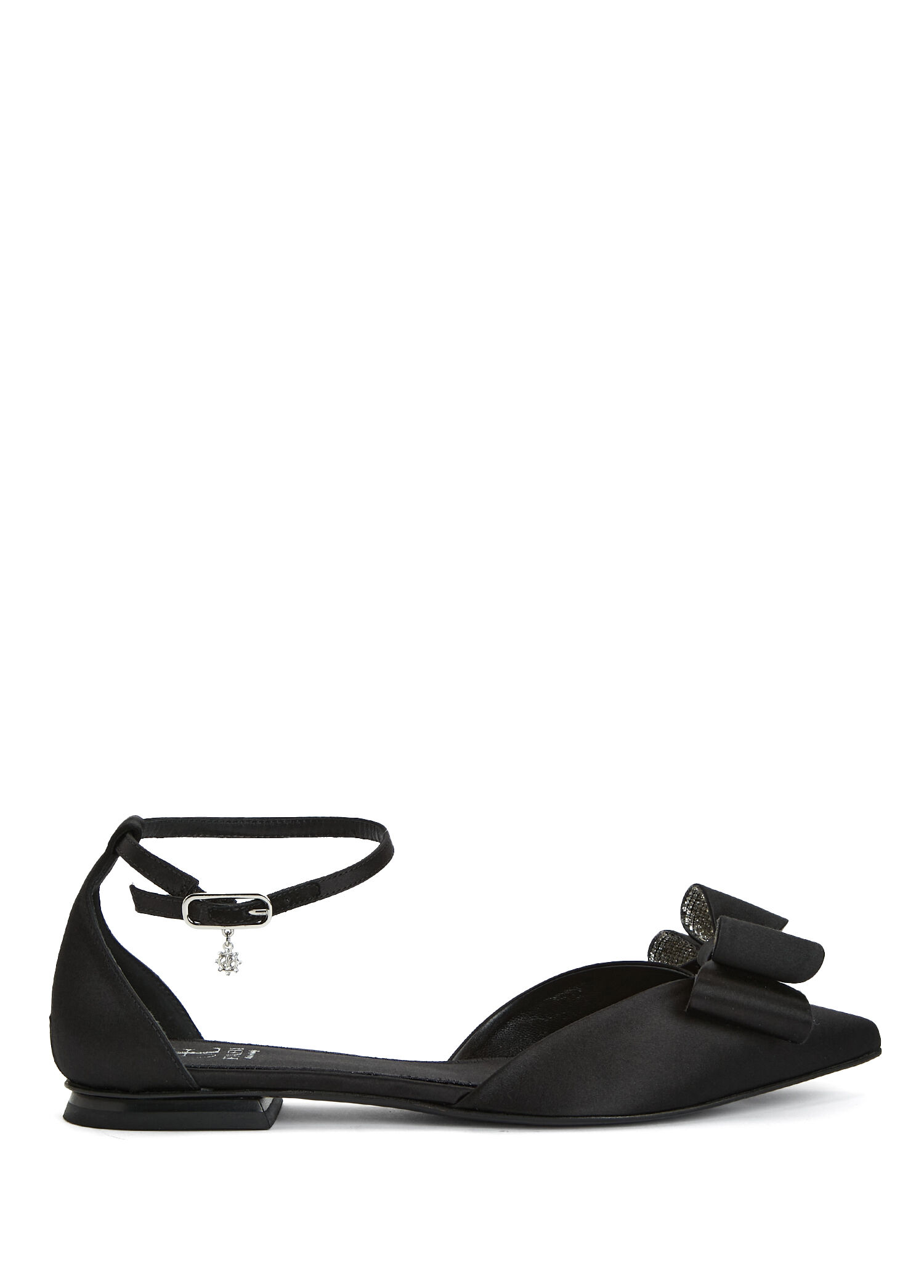 Fabi - Black Bow Satin Ballet Flats