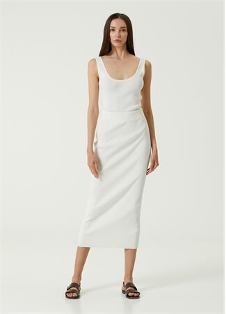 Vince Kadın Beyaz Ribli Midi Etek S EU Vince Kadın Beyaz Ribli Midi Etek S EU