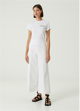 Victoria by Beckham Kadın Beyaz Bisiklet Yaka Logolu T-shirt S EU Victoria by Beckham Kadın Beyaz Bisiklet Yaka Logolu T-shirt S EU