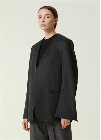 Toteme Kadın Koyu Gri V Yaka Kaşmir Ceket 36 IT