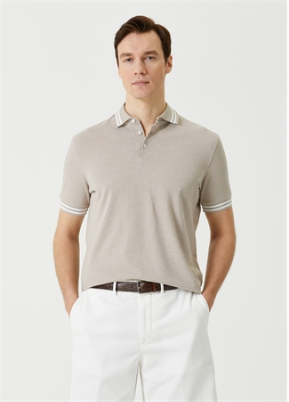 Brunello Cucinelli Erkek Camel Polo Yaka T-shirt Kahverengi 48 IT Brunello Cucinelli Erkek Camel Polo Yaka T-shirt Kahverengi 48 IT