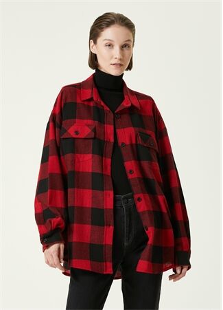 Beymen Kadın Kırmızı Siyah Kareli Gömlek XS EU